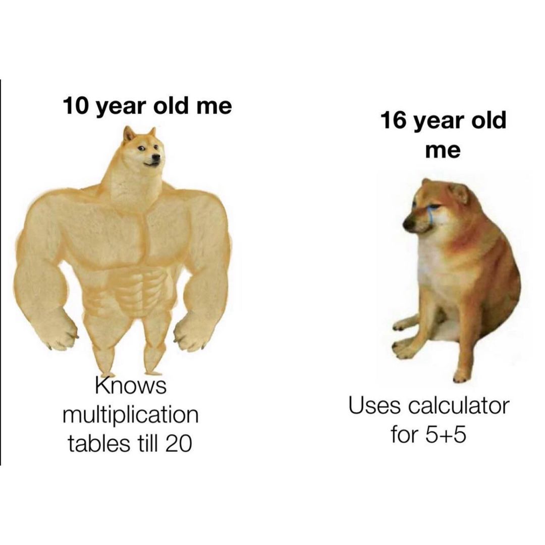 10 Year Old Me Knows Multiplication Tables Till 20 16 Year Old Me 