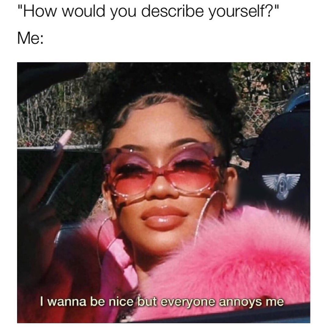How Would You Describe Yourself Me I Wanna Be Nice But Everyone How Would You Describe Yourself Me I Wanna Be Nice But Everyone