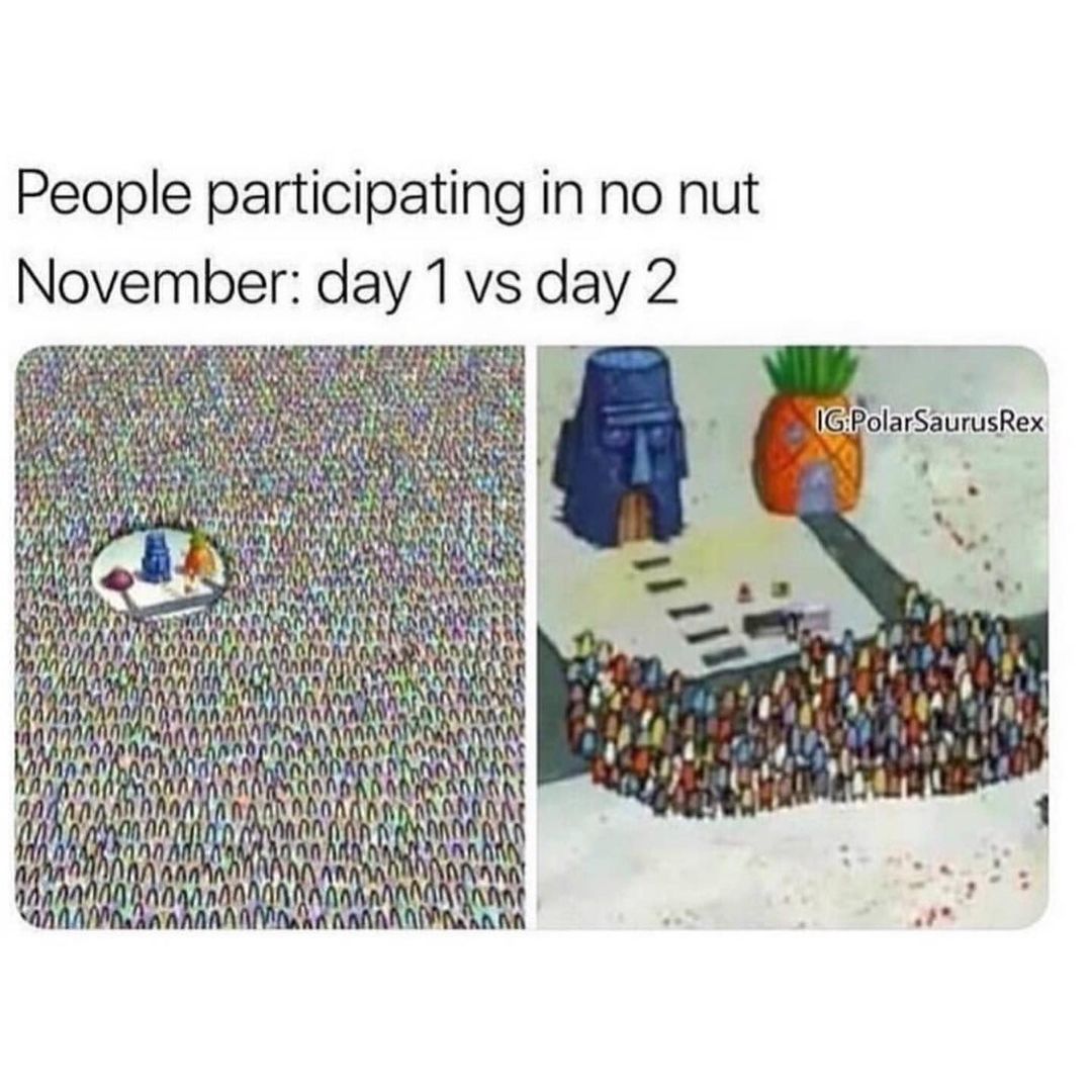 People Participating In No Nut November Day 1 Vs Day 2 Funny
