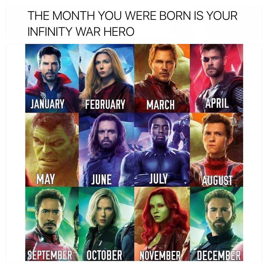 The Month You Were Born Is Your Infinity War Hero Funny The Month You Were Born Is Your Infinity War Hero Funny