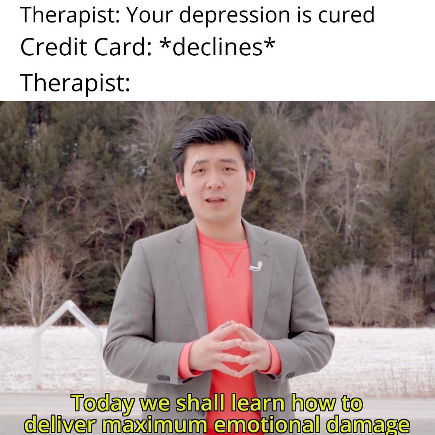 Therapist Your Depression Is Cured Credit Card Declines Therapist 