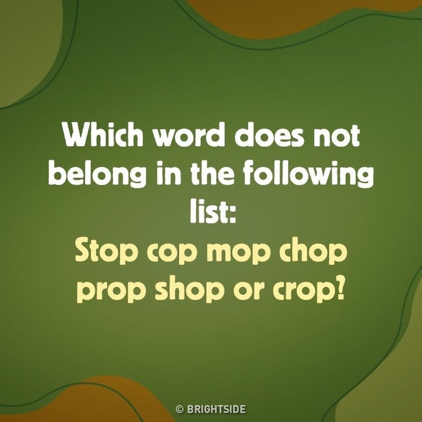 Which Word Does Not Belong In The Following List Stop Cop Mop Chop Which Word Does Not Belong In The Following List Stop Cop Mop Chop